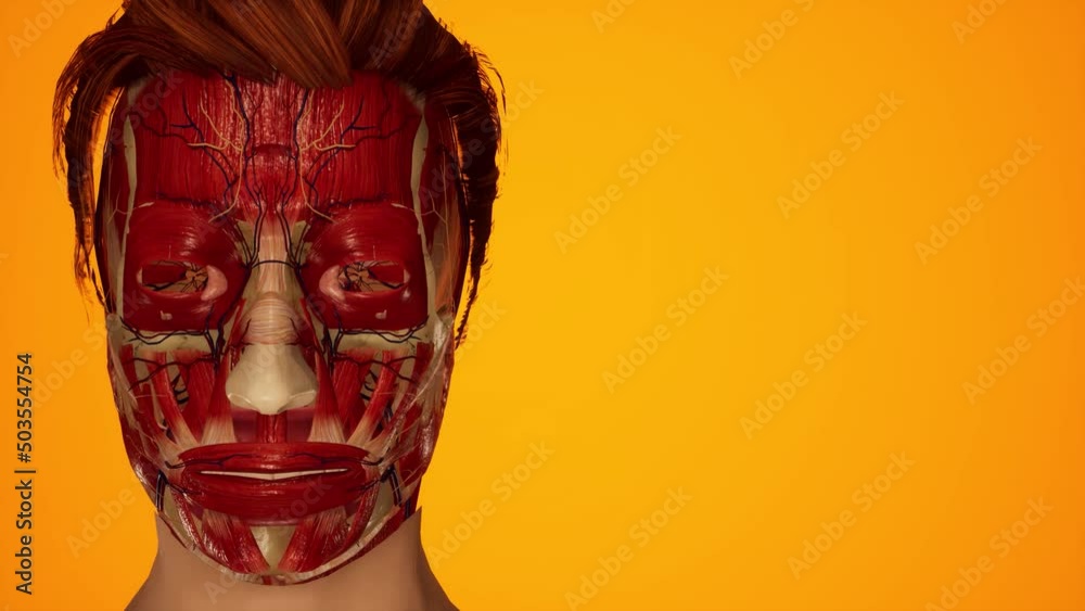 Anatomical 3D animation of women's body. Muscle and vessels structure ...