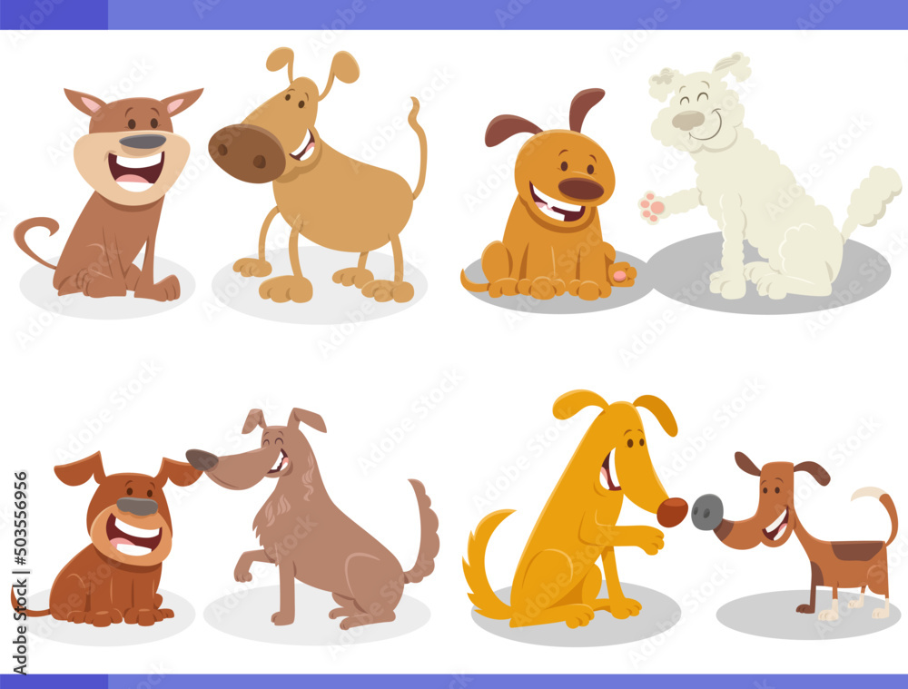 funny cartoon dogs comic characters set Stock Vector | Adobe Stock