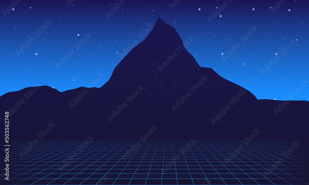 Mountains landscape. Synthwave, Vaporwave background with Mountains ...