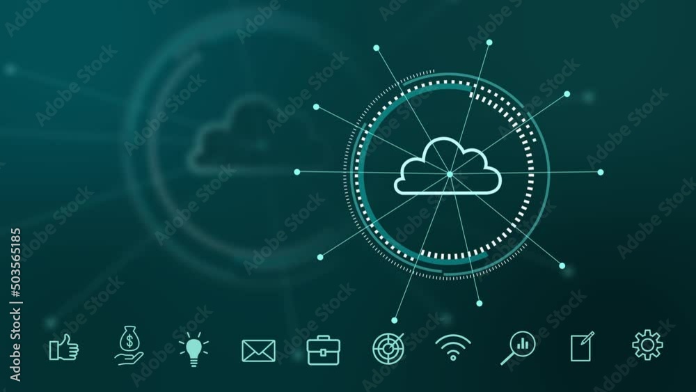 Cloud computing, Global Network - Futuristic blue cloud with pixel ...