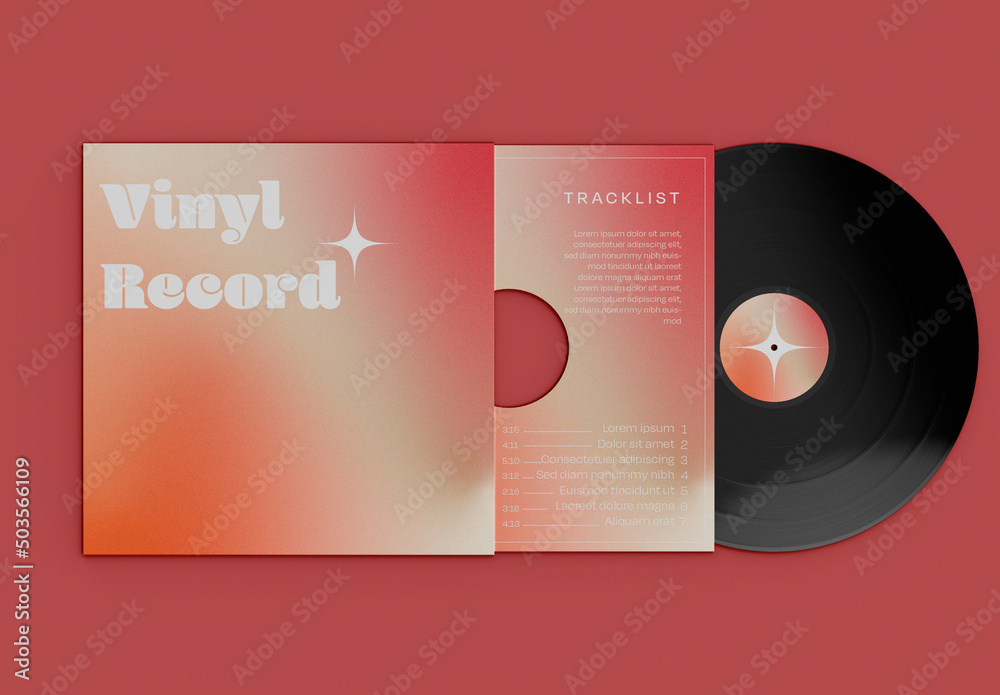 Vinyl Record with Tracklist Mockup Stock Template | Adobe Stock