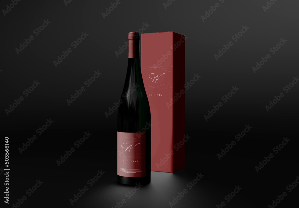 Wine Bottle Packaging Mockup Stock Template | Adobe Stock