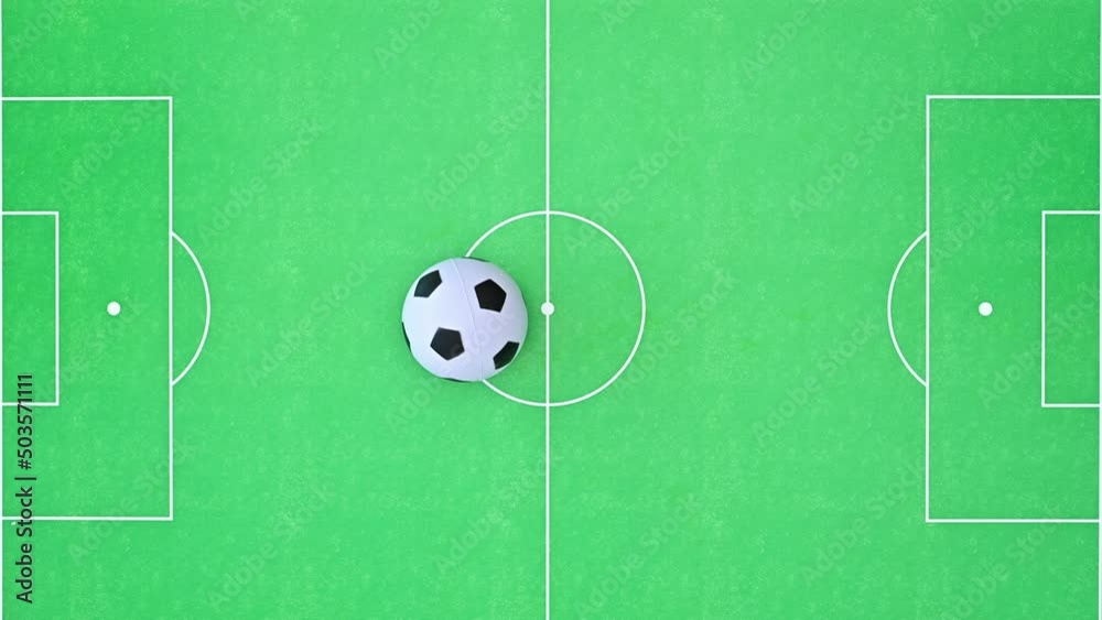 Creative stop motion idea of football field and ball for world ...