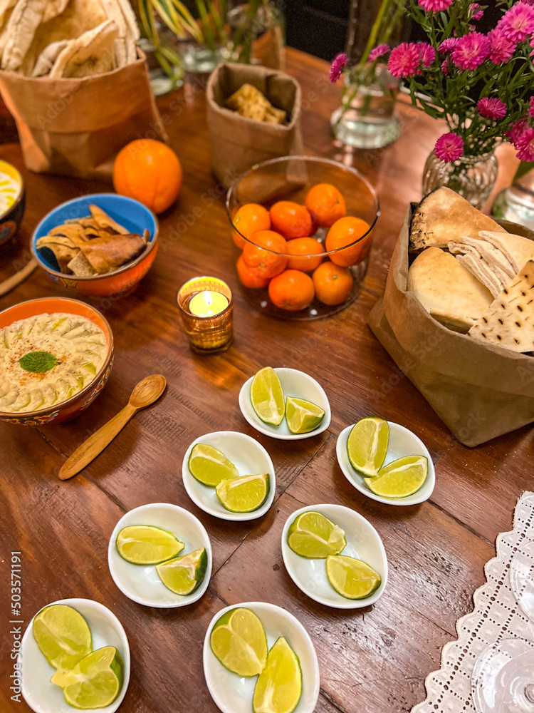 Themed dinner. Arab dinner. Arabic food. Tablescape. Tablesetting ...