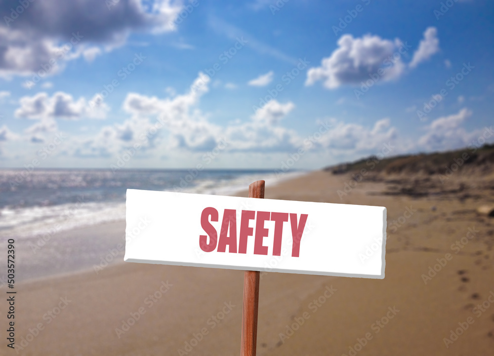 Safety sign at the beach. Stock Photo | Adobe Stock