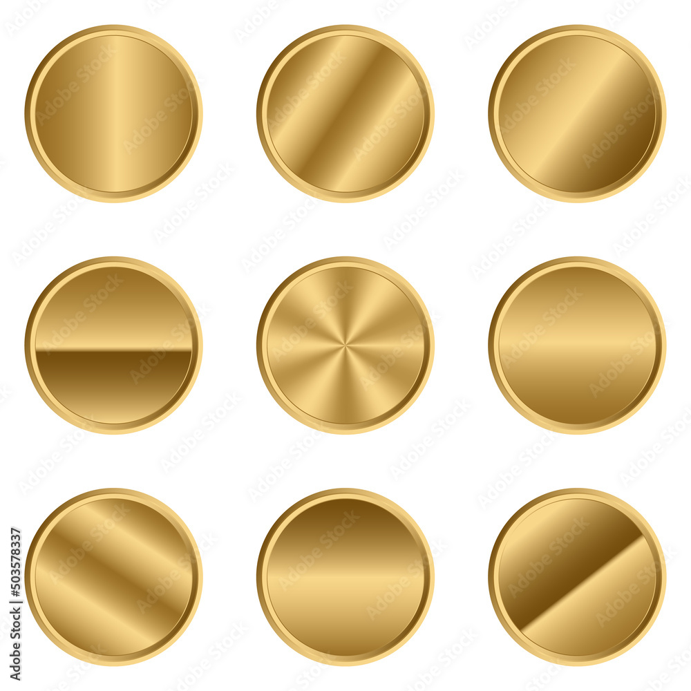 Luxury gold circle button. Gold circle. Realistic metal button. Vector ...