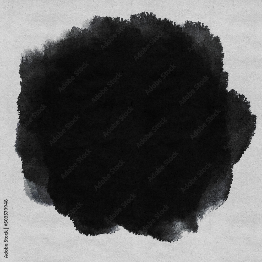 Custom Black Ink Paper Texture. Black Ink Splot on White Textured Paper ...