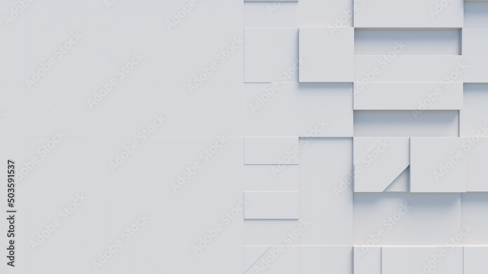White 3D Shapes form an abstract Tech background. 3D Render with copy ...