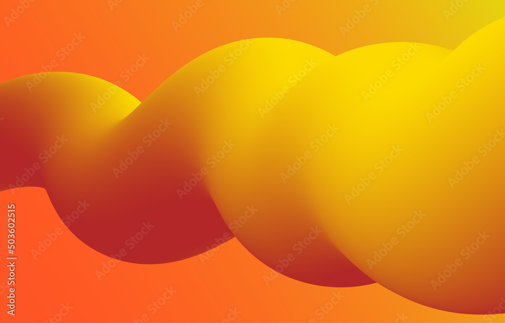 Orange and yellow liquid waves. Geometric freeforms with gradient 3D ...