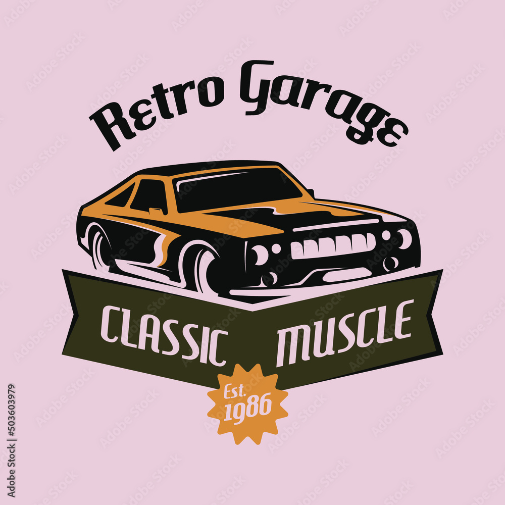 Retro Car Logo Design Concept Vector. Car Logo Design with Vintage and ...