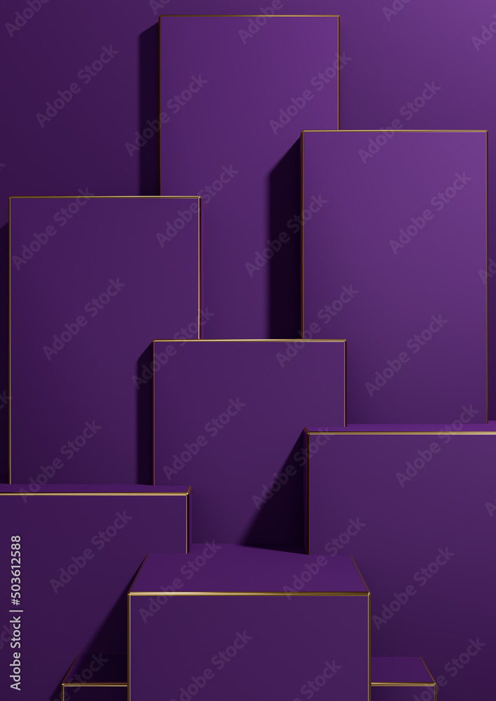 Dark purple, violet 3D rendering simple, minimal, geometric background ...