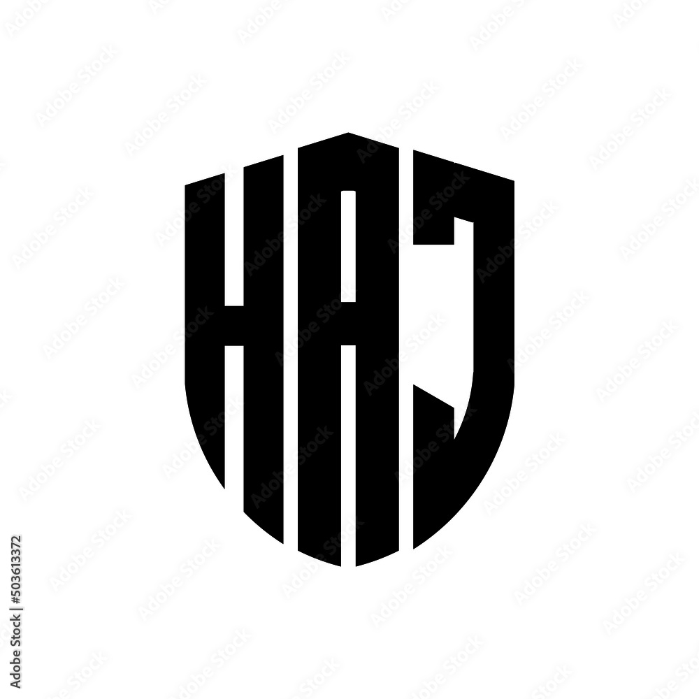 HAJ letter logo design. HAJ modern letter logo with black background ...