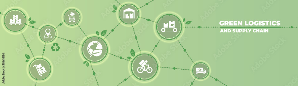 green logistics and supply chain vector illustration. Concept with ...