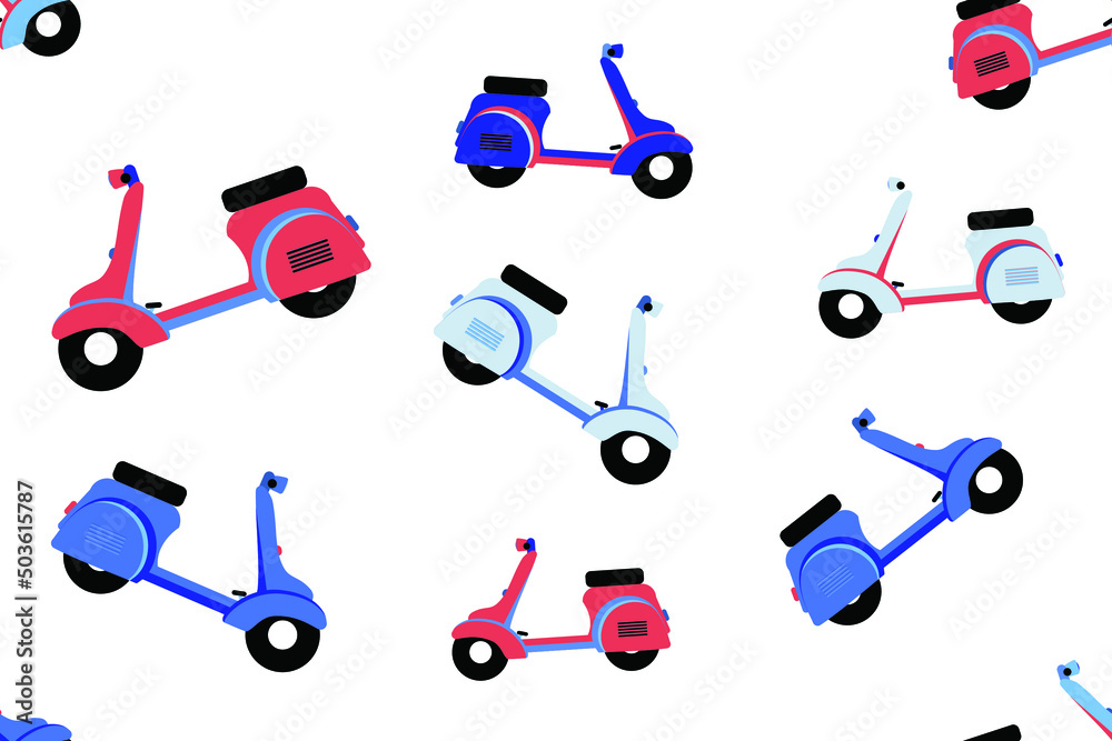 patterns of old style bike vector graphics, moped scooter, a two ...