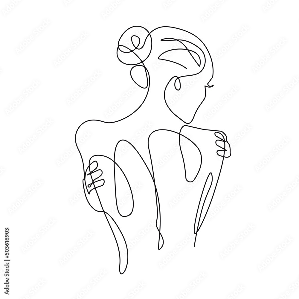 Woman Back Continuous Line Art Drawing Female Body Minimalist Trendy