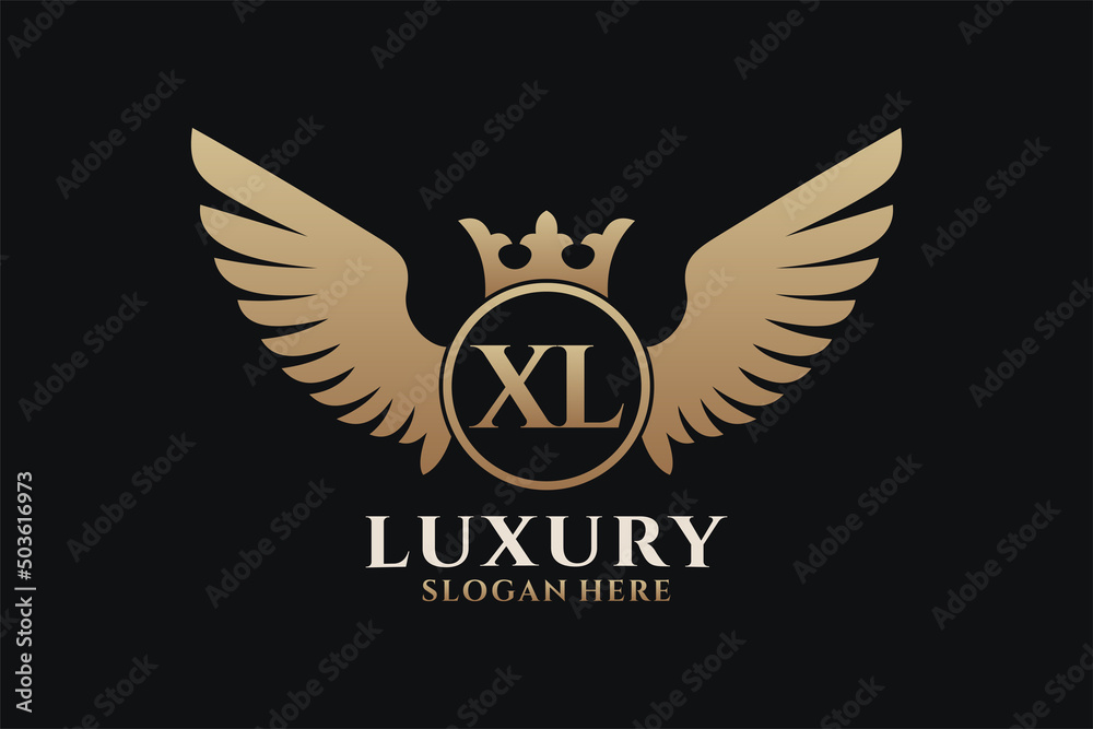 Luxury royal wing Letter XL crest Gold color Logo vector, Victory logo ...