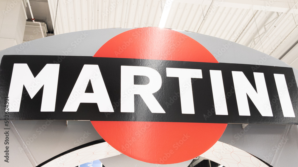 Martini logo brand and sign text Italian vermouth in bar restaurant ...