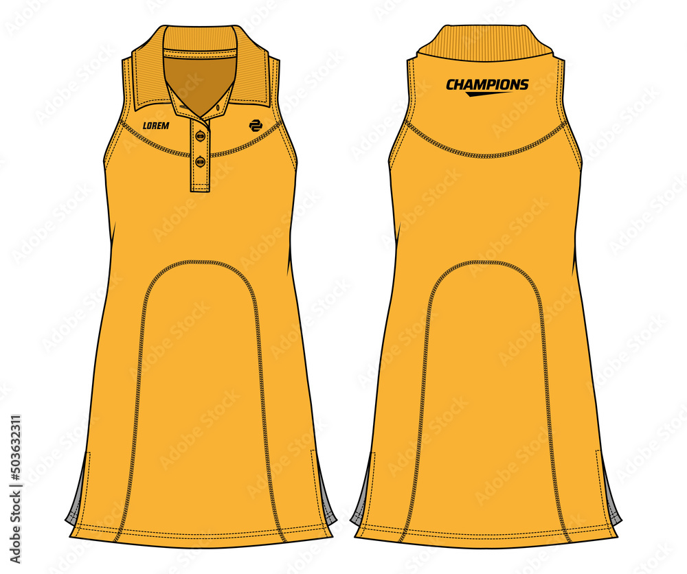 Women Sleeveless polo color tennis dress t-shirt sports jersey design ...