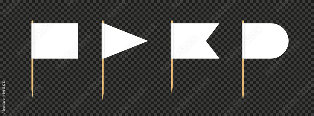 Toothpick flag. Blank flag on wooden stick. Wood toothpick with white ...