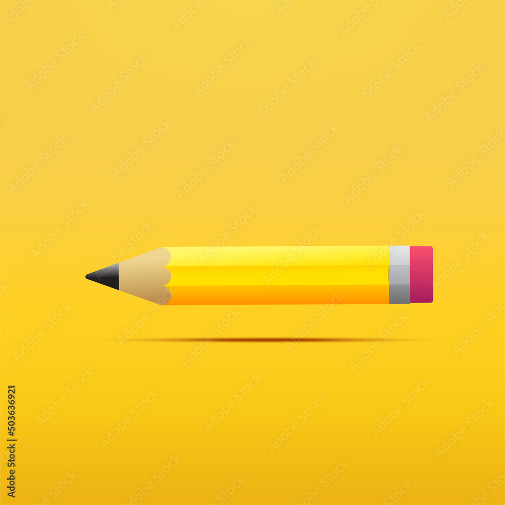 Yellow cartoon pencil on yellow background. Vector Stock Vector | Adobe ...