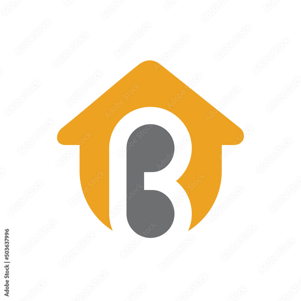 Letter B house logo design, flat design style, alphabet B home logo ...