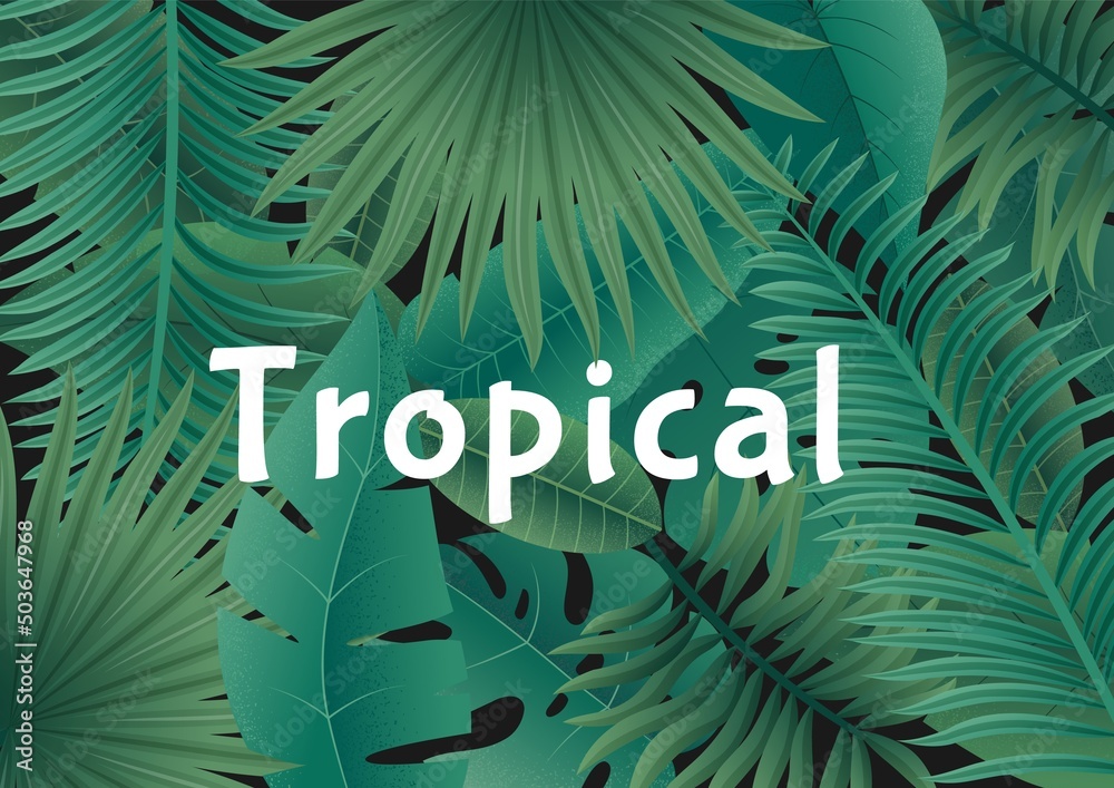 Seamless tropical background. Exotic wallpaper with jungle foliage ...