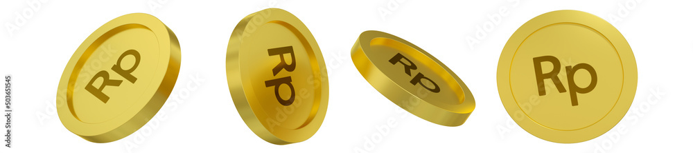 3D rendering of Indonesian rupiah coin concept in different angles ...
