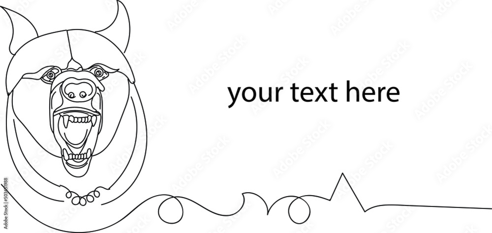 Outline sketch drawing of wild animal face, animal vector logo, wild ...