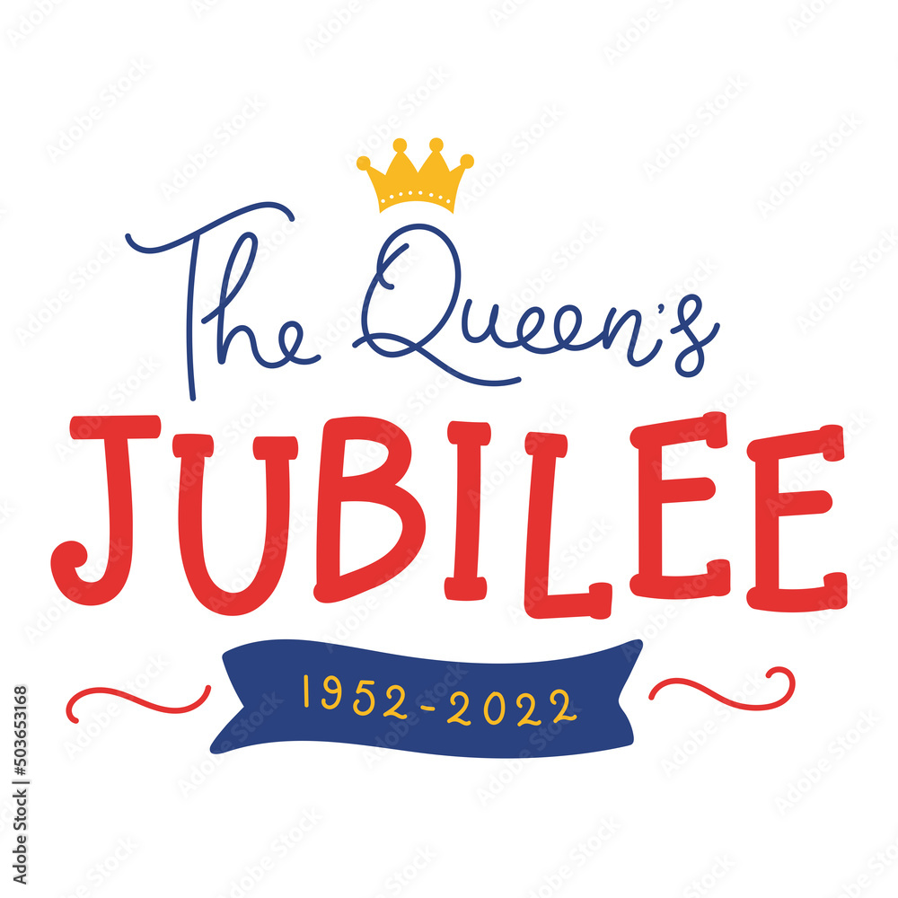 The Queen's Platinum Jubilee celebration 70 years. Hand-drawn lettering ...