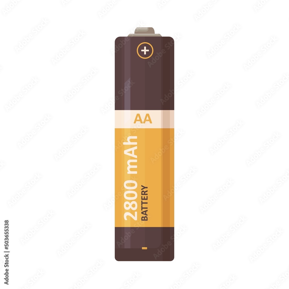 AA battery icon. 2 two, double A type size of power item. Dry alkaline ...