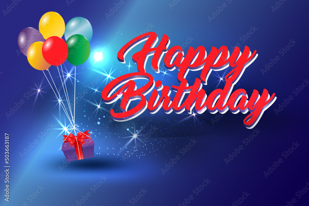 Happy birthday card gift with balls Stock Vector | Adobe Stock