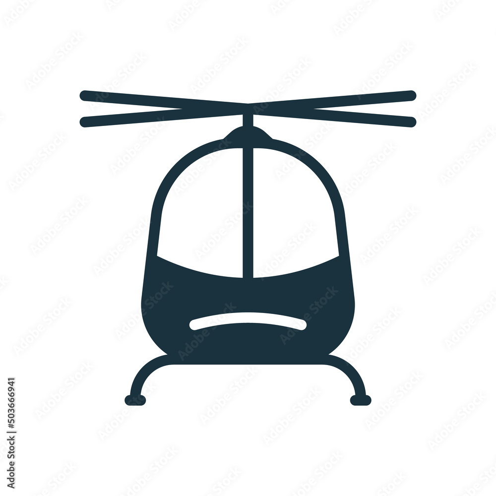Black Fly Helicopter Silhouette Icon. Military, Medical Flight Copter ...