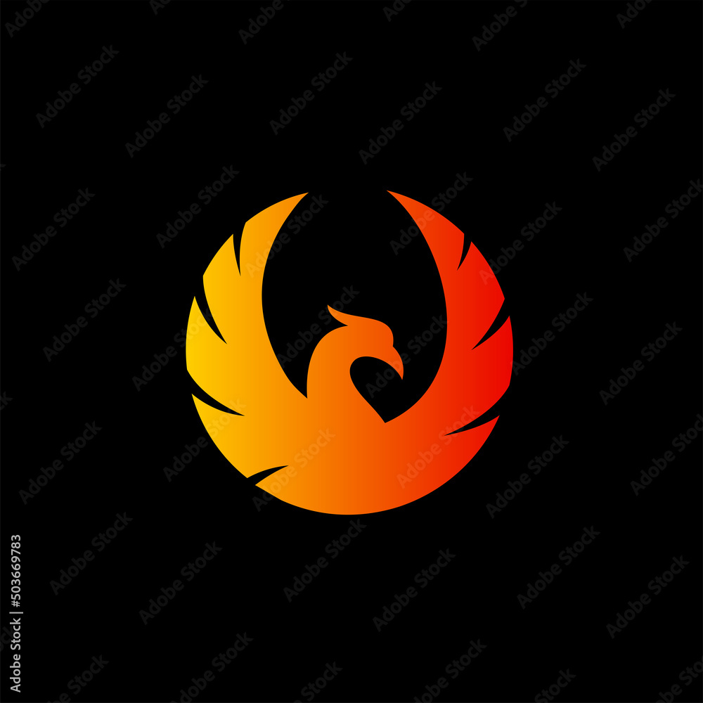 Circle Phoenix Fire Gradient Abstract Mark Pictorial Emblem Logo Symbol ...
