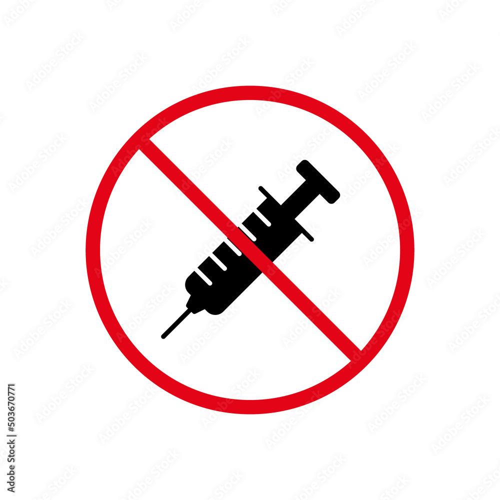Syringe Drug Black Silhouette Ban Icon. Narcotic Inject Forbidden ...