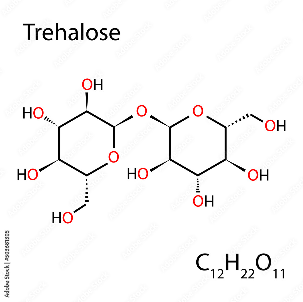 Trehalose (Mycose And Tremalose) Sugar Molecule. Skeletal Formula ...