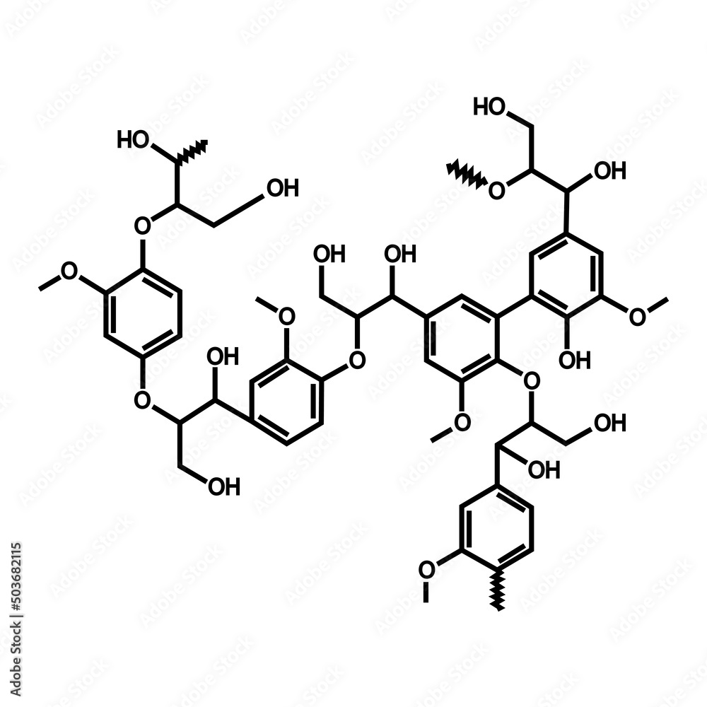 Vetor de Lignin Fiber Molecule. Chemical Structure. Skeletal Formula ...