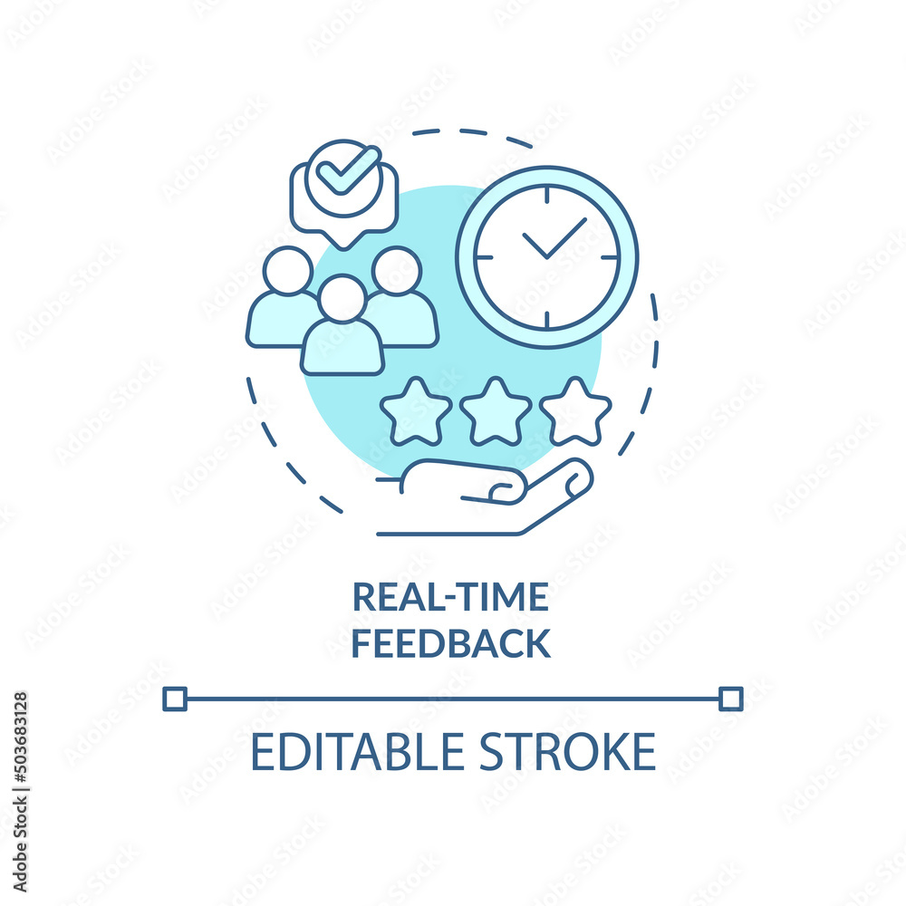 Real-time feedback turquoise concept icon. Tendency in skill ...