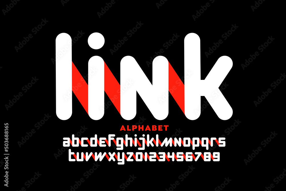 Linked letters font design, alphabet and numbers vector illustration ...