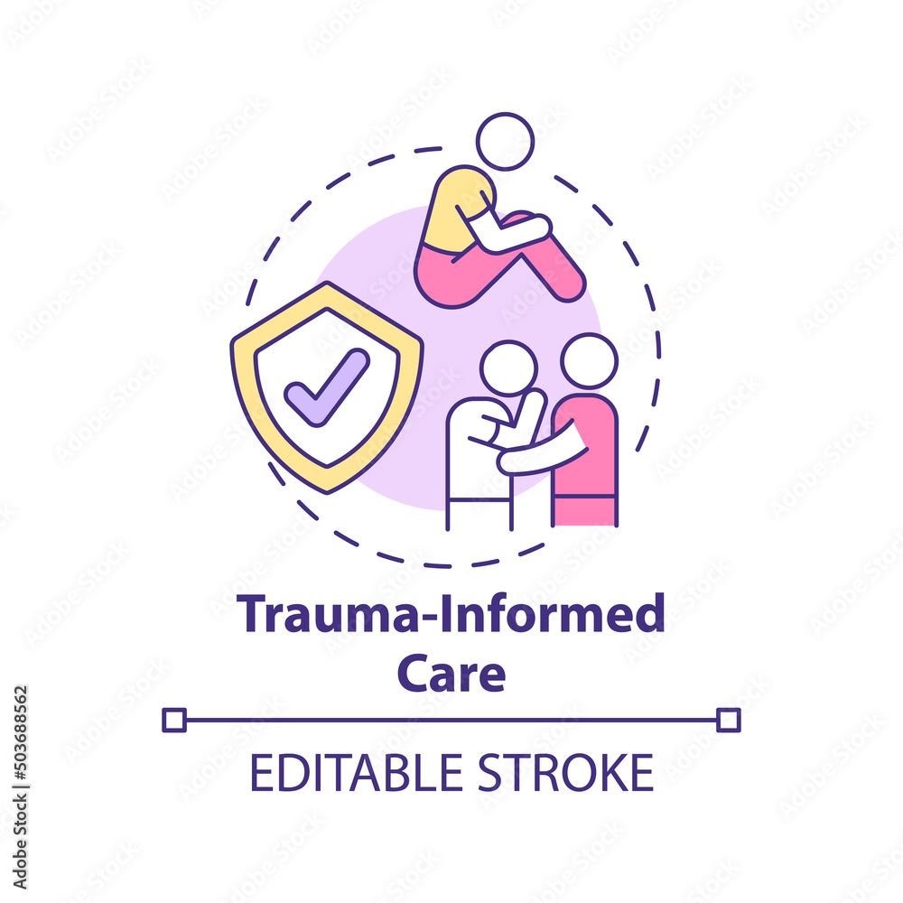 Trauma informed care concept icon. Patient healing. Mental health trend ...