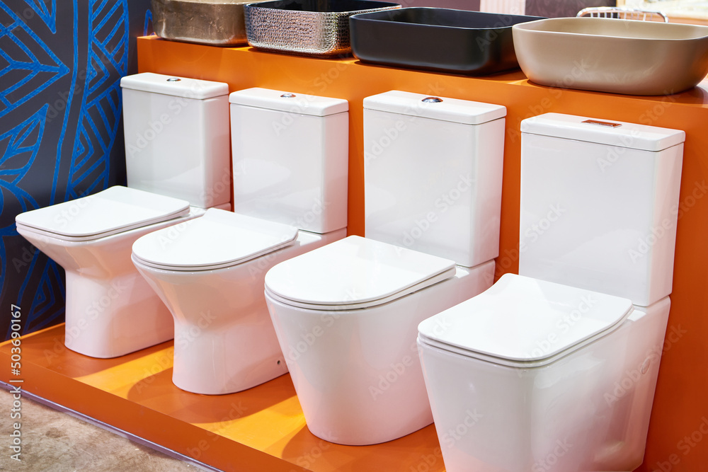 Toilet bowls in shop Stock Photo | Adobe Stock