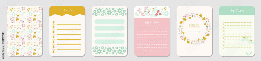 Collection of cute note paper Stock Vector | Adobe Stock