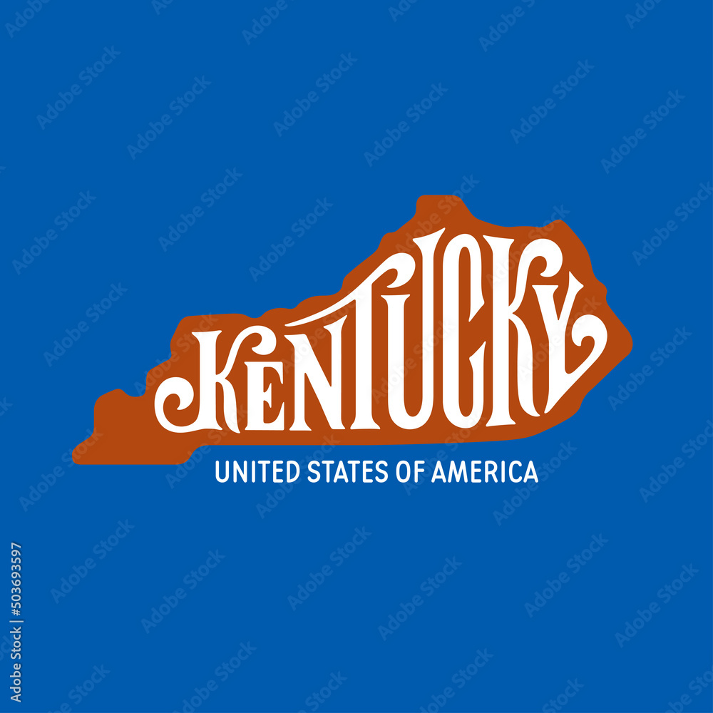 Kentucky state hand drawn lettering. American state modern typography ...