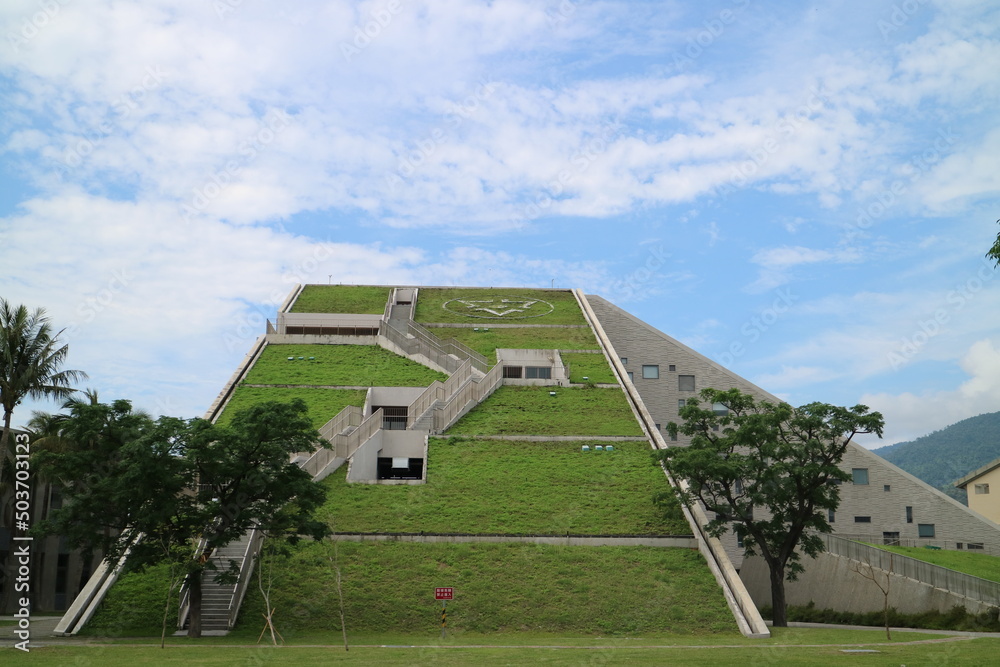 Attractions in Taiwan Taitung University Library Pyramid-like green ...