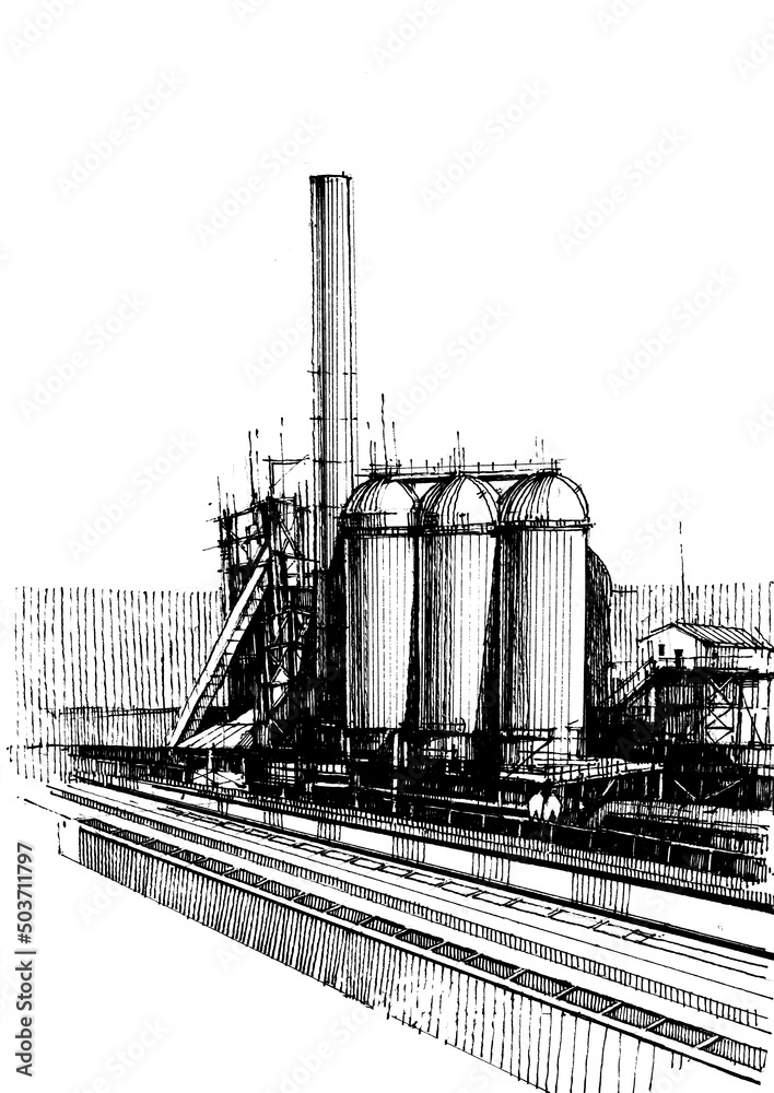 Industrial Revolution Factories Drawings