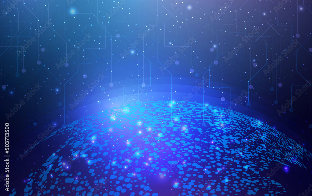 Futuristic map of the planet. World map. Globalization internet and ...