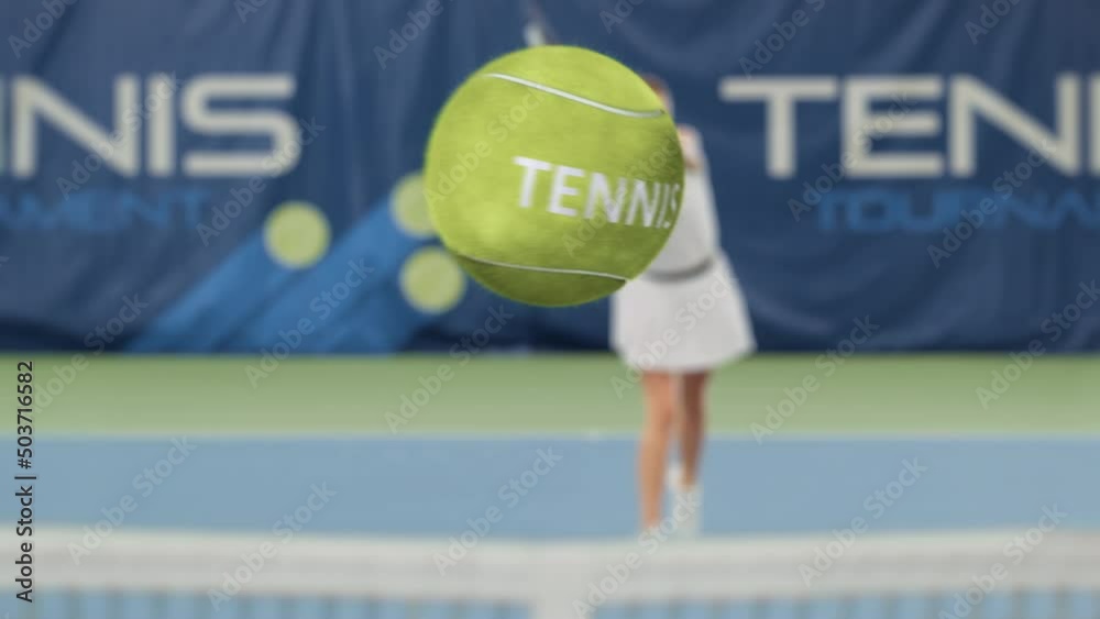 Female Tennis Player Hitting Ball with a racquet, 3D Special Effect ...
