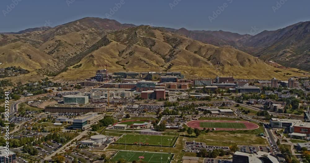 Salt Lake City Utah Aerial v59 drone flyover university campus area ...