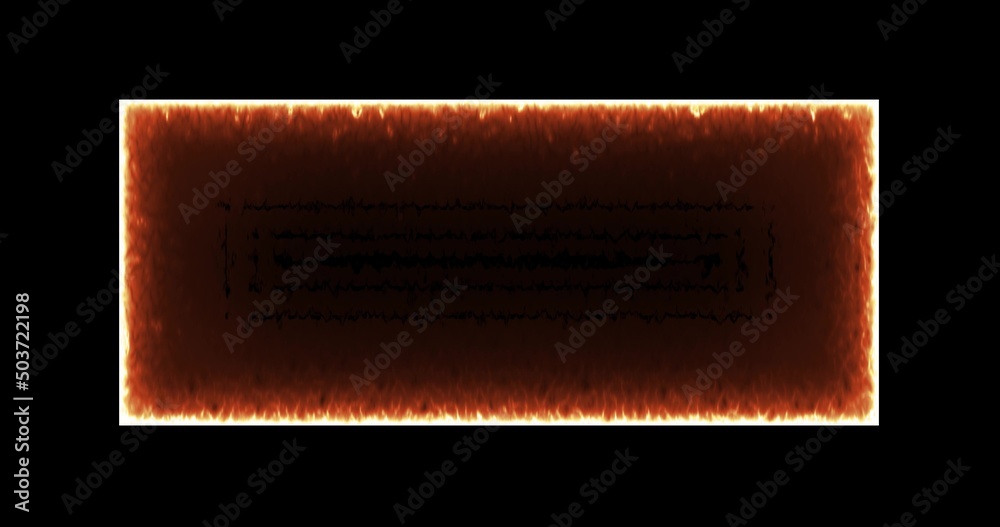 Fiery yellow red rectangle on a black background. Abstract rectangle ...