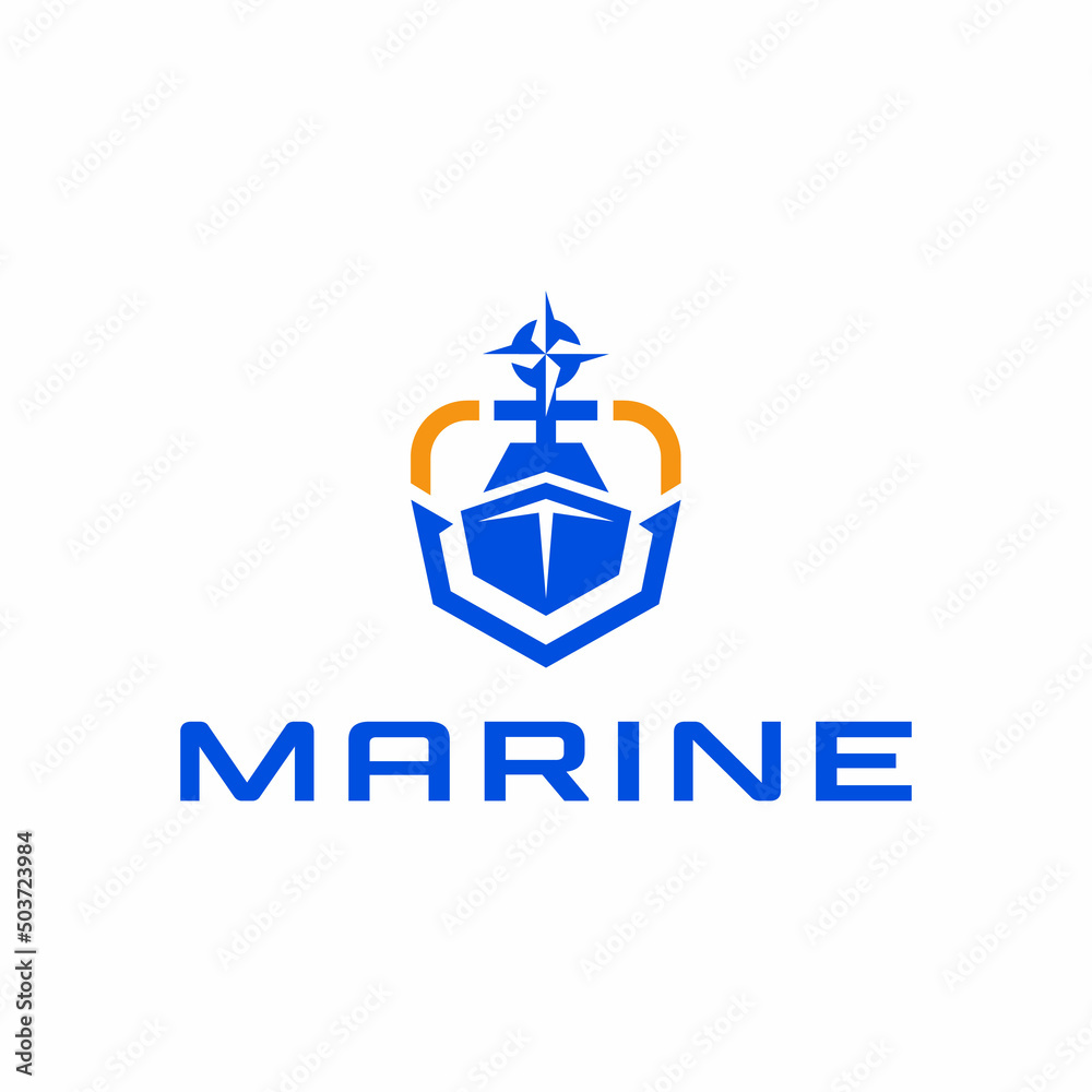 marine ship logo design. Vector illustration of ship and anchor ...