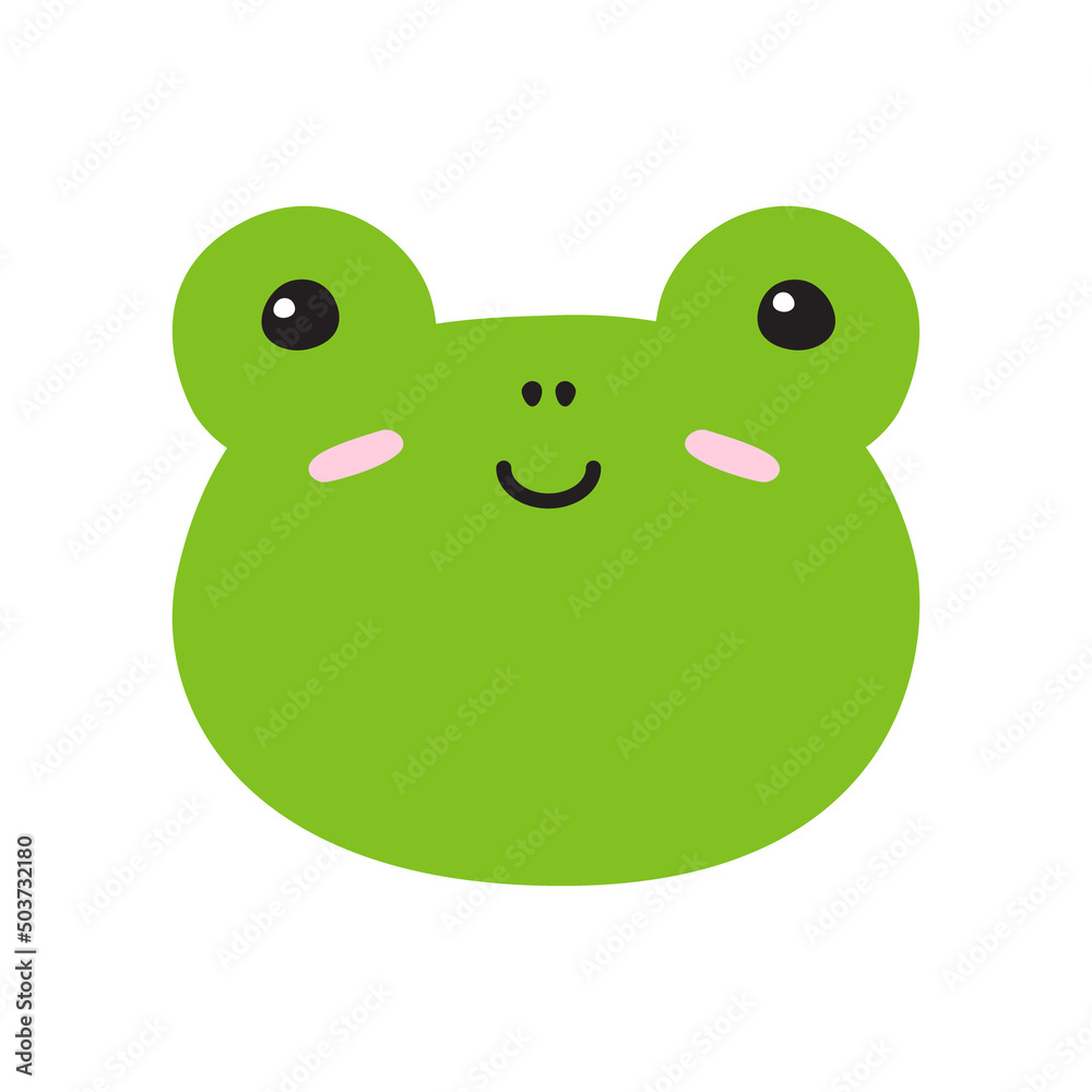 Vector flat hand drawn frog face head isolated on white background ...